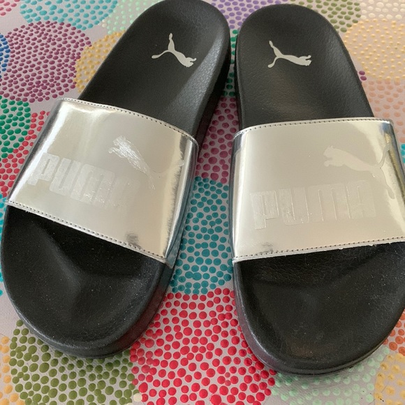 Puma | Shoes | Silver Puma Slides | Poshmark